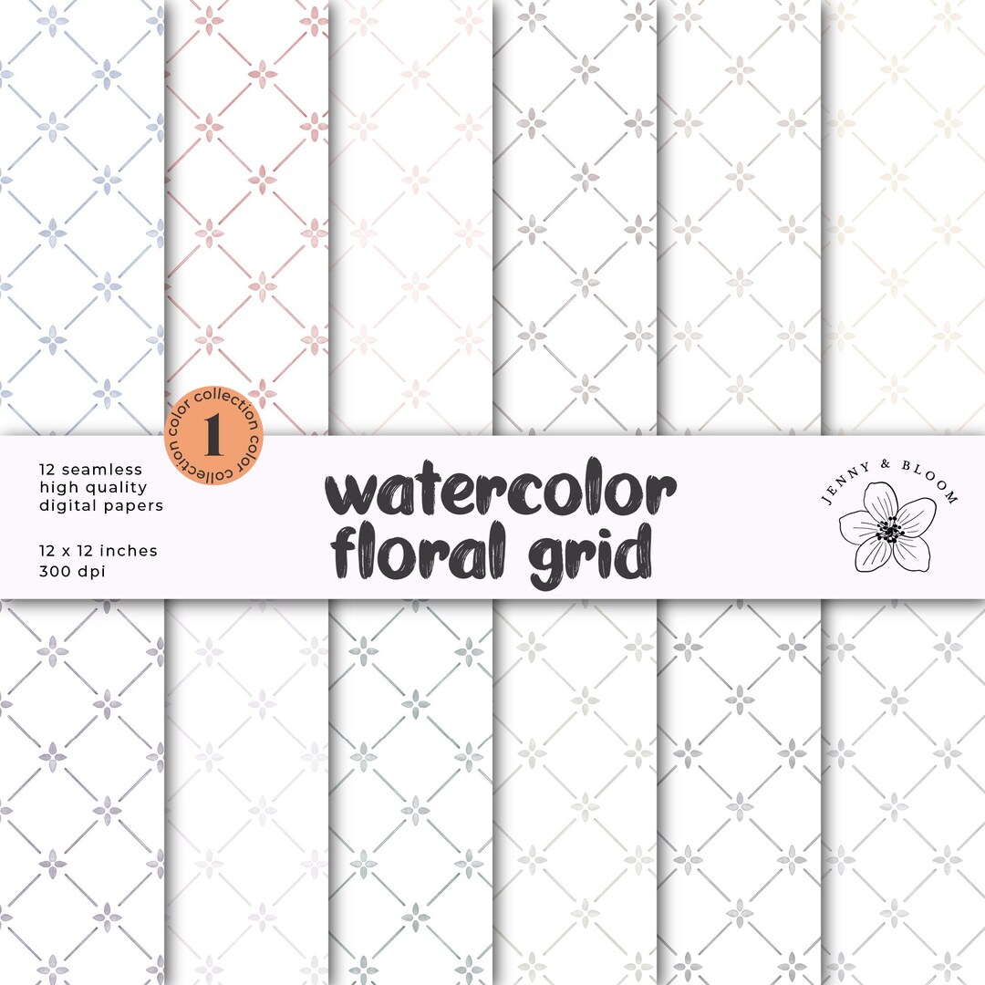 Seamless Watercolor Floral Grid Pattern -abstract Flower Design -jpgs ...