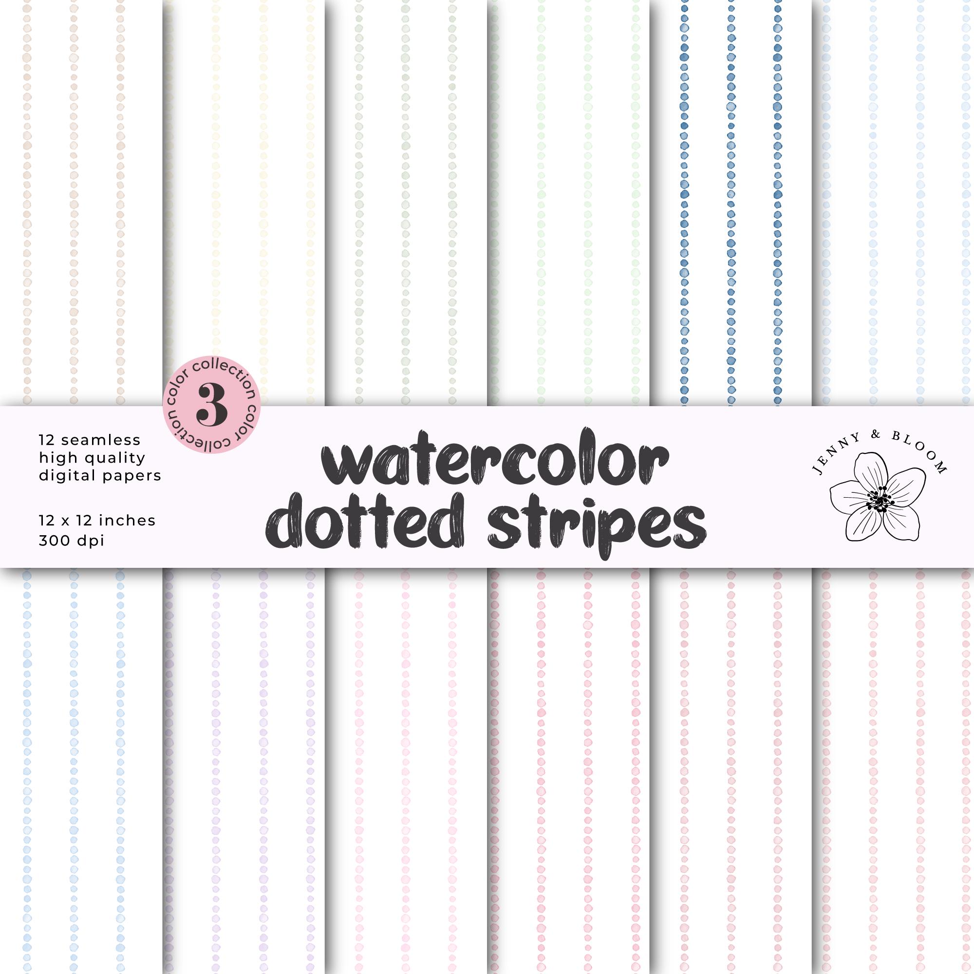 Watercolor Dotted Stripe Pattern: Pastel Background (digital Download ...