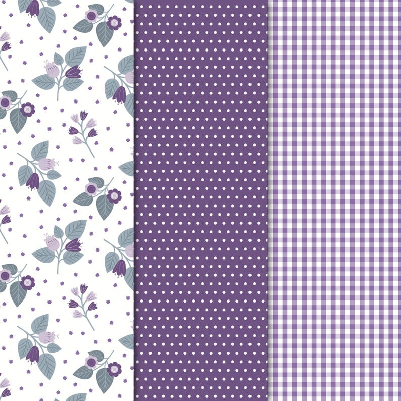Lilac Purple Floral Digital Paper Pack | Seamless Floral Patterns for ...