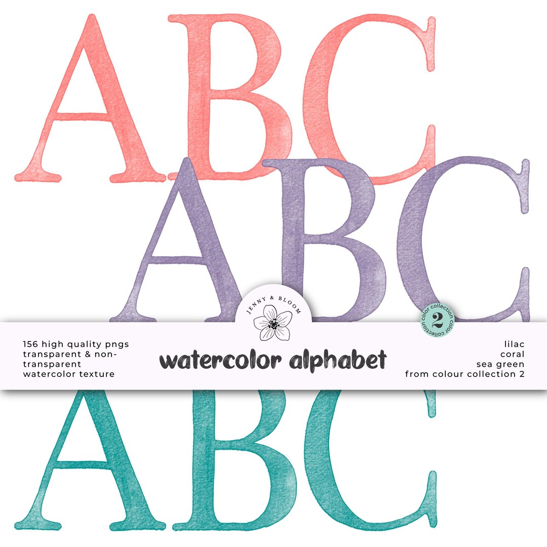 Watercolor Alphabet Clipart: 156 PNG Letters (digital Download) - Etsy
