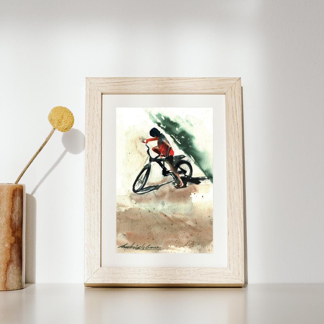 The Joy of Hopping Onto a Bicycle Hand-painted, One-of-a-kind Artwork ...