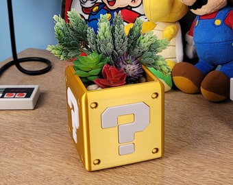 Mario Question Mark Block Planter - Etsy
