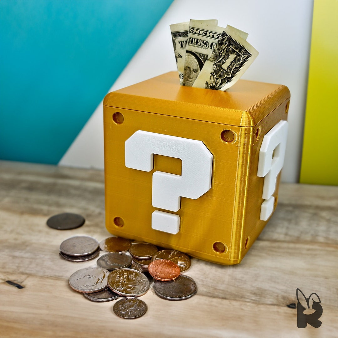 Super Mario Question Block Piggy Bank - Etsy