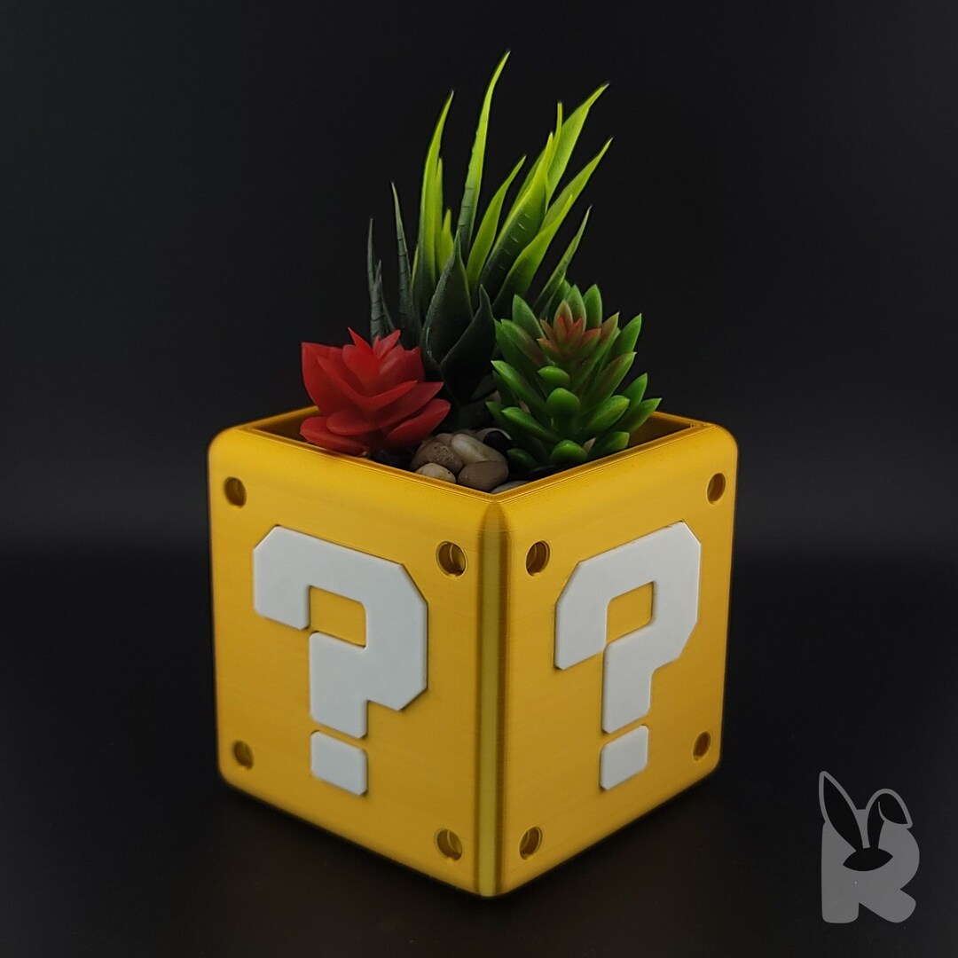 Super Mario Question Mark Block Planter - Etsy