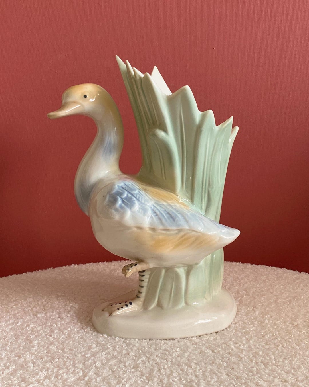 Vintage Art Deco Duck Porcelain Vase, Hand Painted, Bird Shape Flower ...