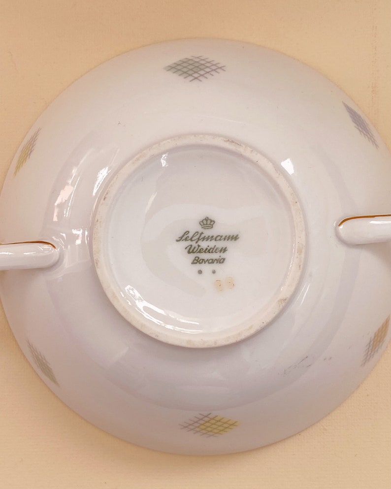 Vintage Seltmann Weiden Porcelain Soup Dinnerware Set With Diamond ...