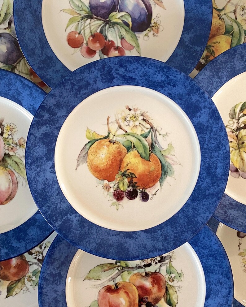 Vintage Limoges Porcelaine De Sologne Fruit Dessert Plate Set of 8 ...