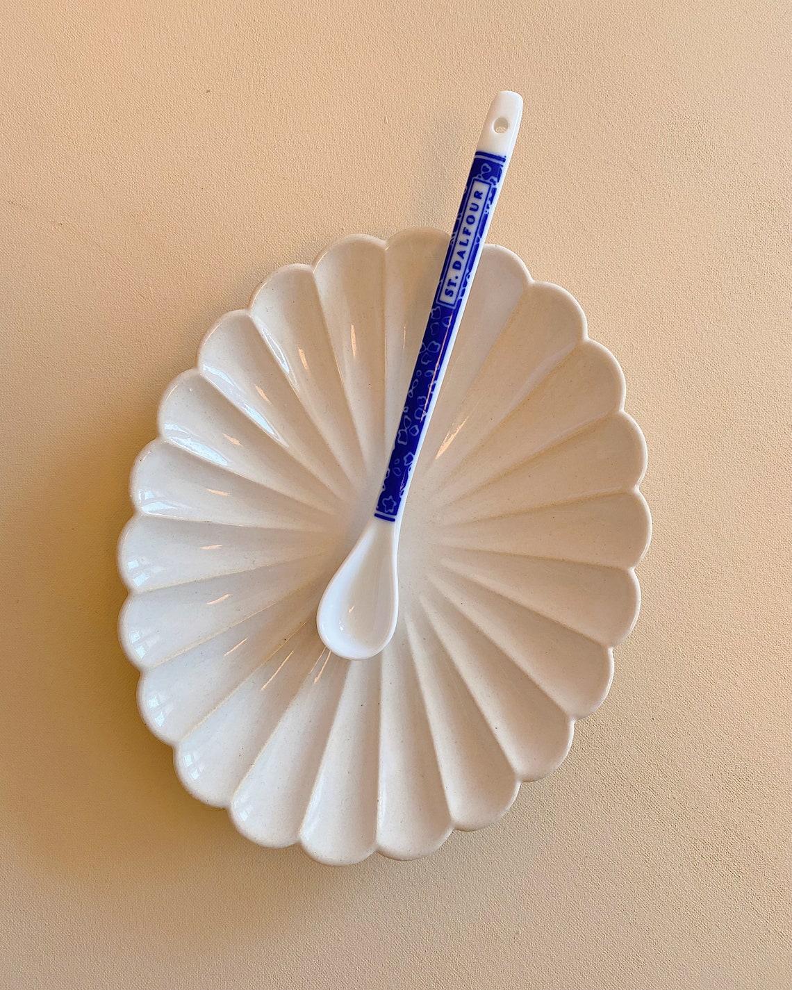 St Dalfour Porcelain Spoon, Blue and White French Pottery, Jam Spoon ...