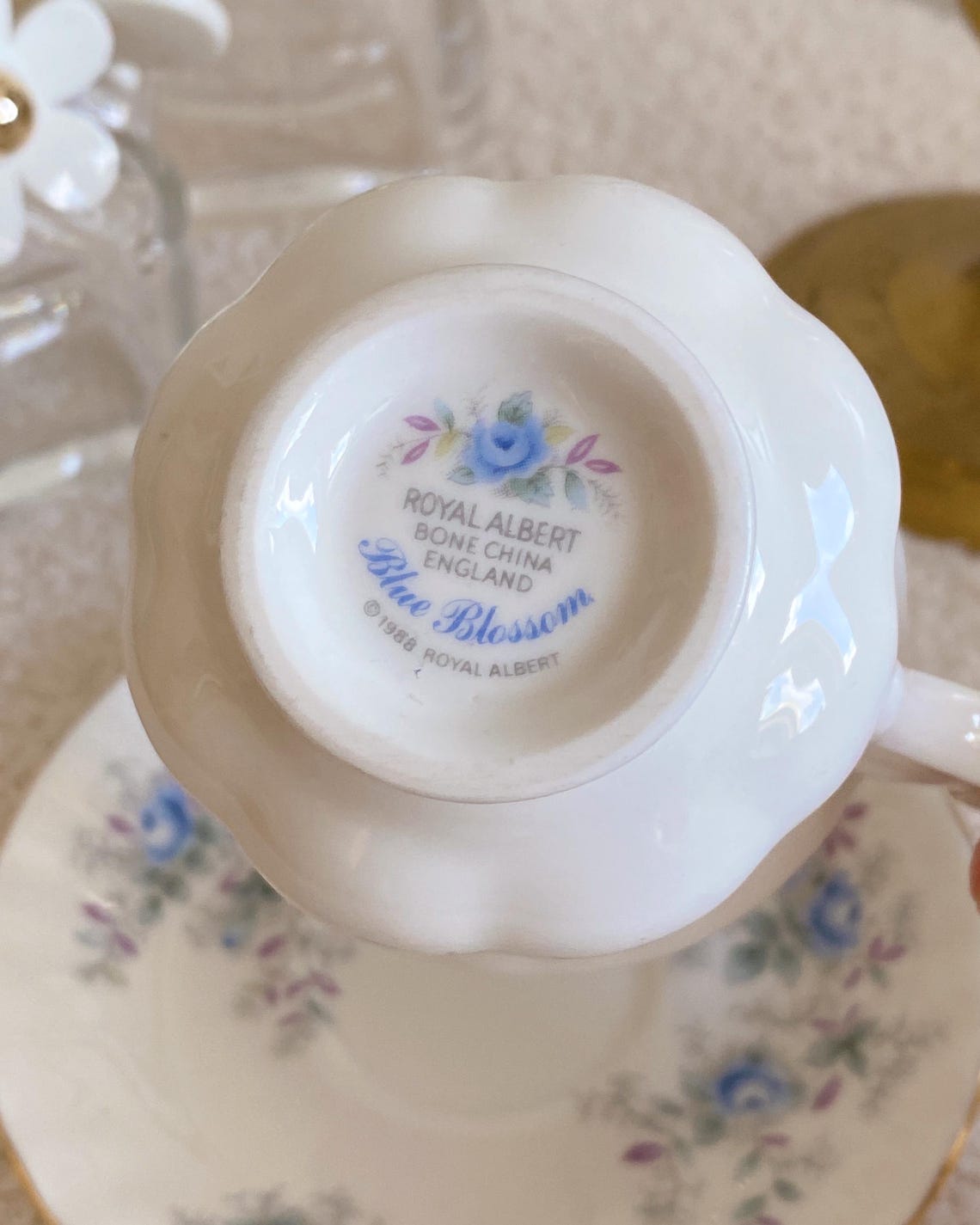 Vintage Royal Albert Blue Blossom Floral Blossom Cup Saucer Set With ...