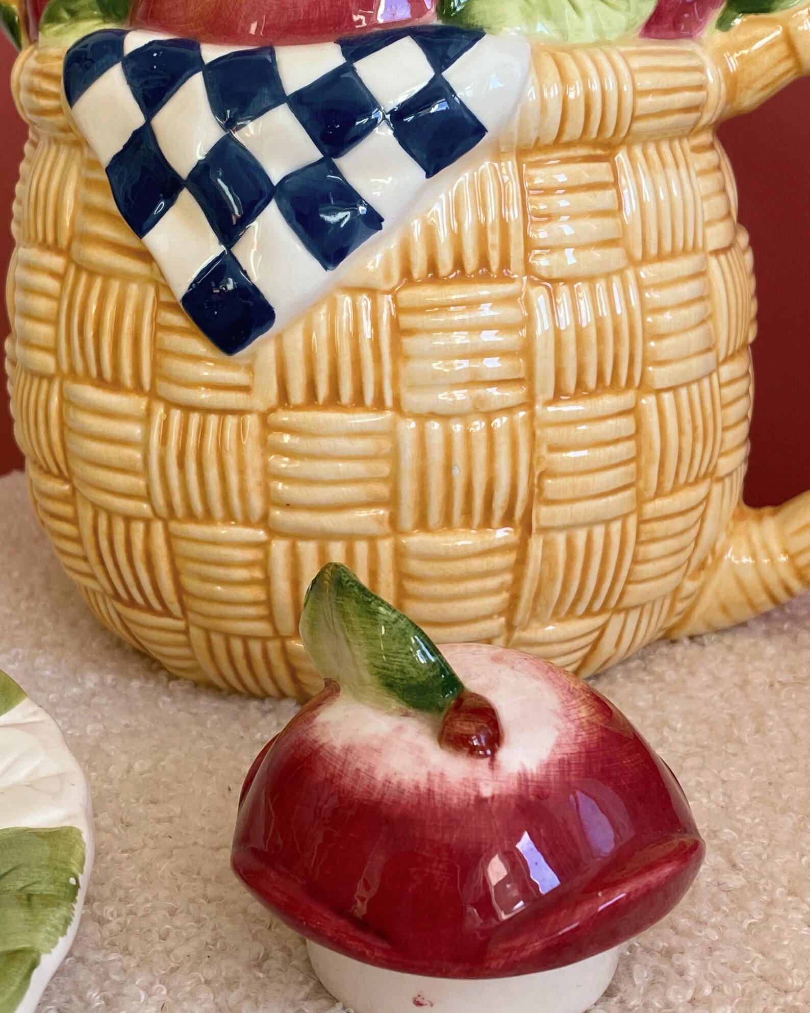 Vintage Apple Picnic Basket Teapot, Designed by Susan Winget ...