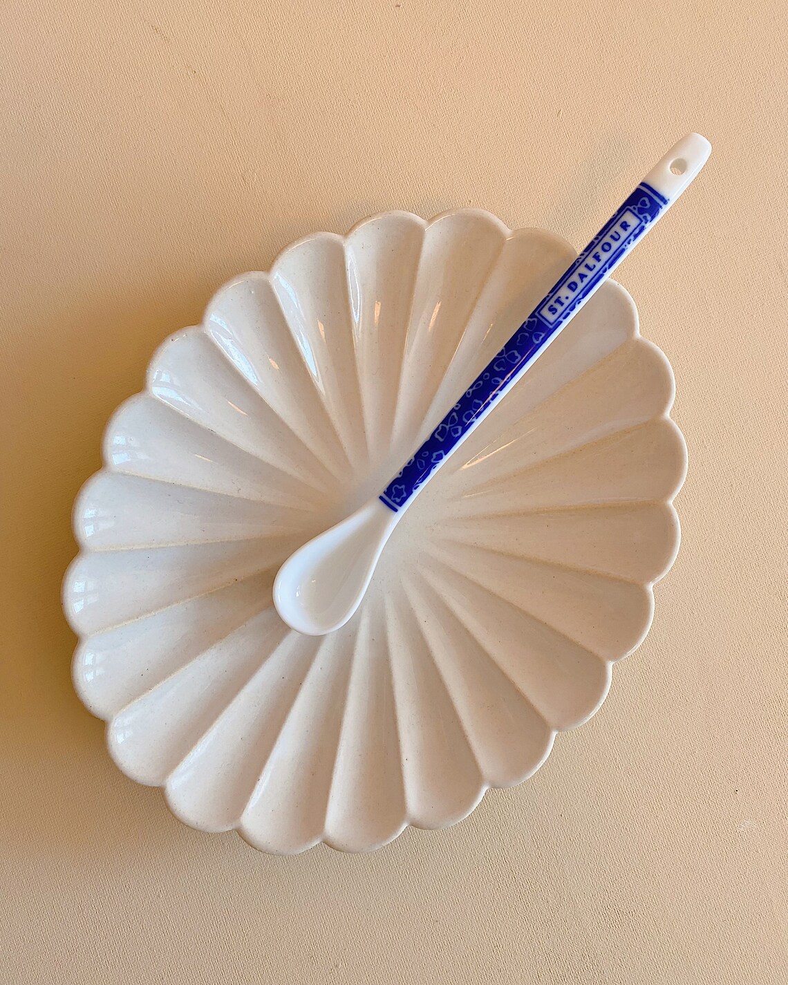 St Dalfour Porcelain Spoon, Blue and White French Pottery, Jam Spoon ...