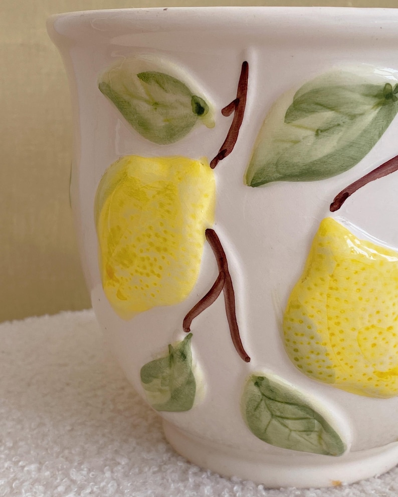 Vintage Lemon Planter, Flower Pot, Citrus Vase, Yellow Fruit Theme ...