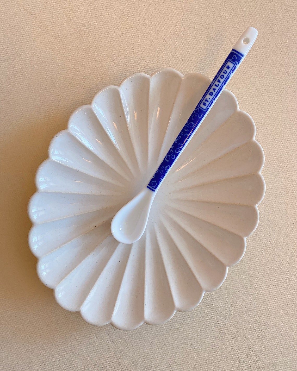 St Dalfour Porcelain Spoon, Blue and White French Pottery, Jam Spoon ...