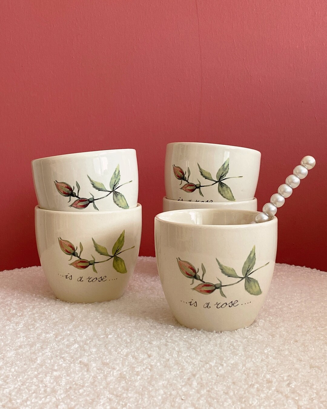 Vintage Ceramic Rose Flower Tumbler Cup, La Vie En Rose, Romantic ...