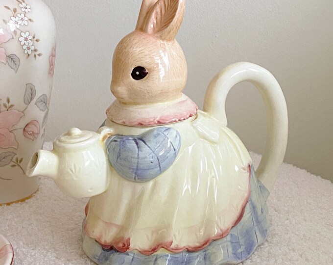 Vintage Bunny Teapot, Charming Dressed Rabbit Carrying a Teapot, Peter ...