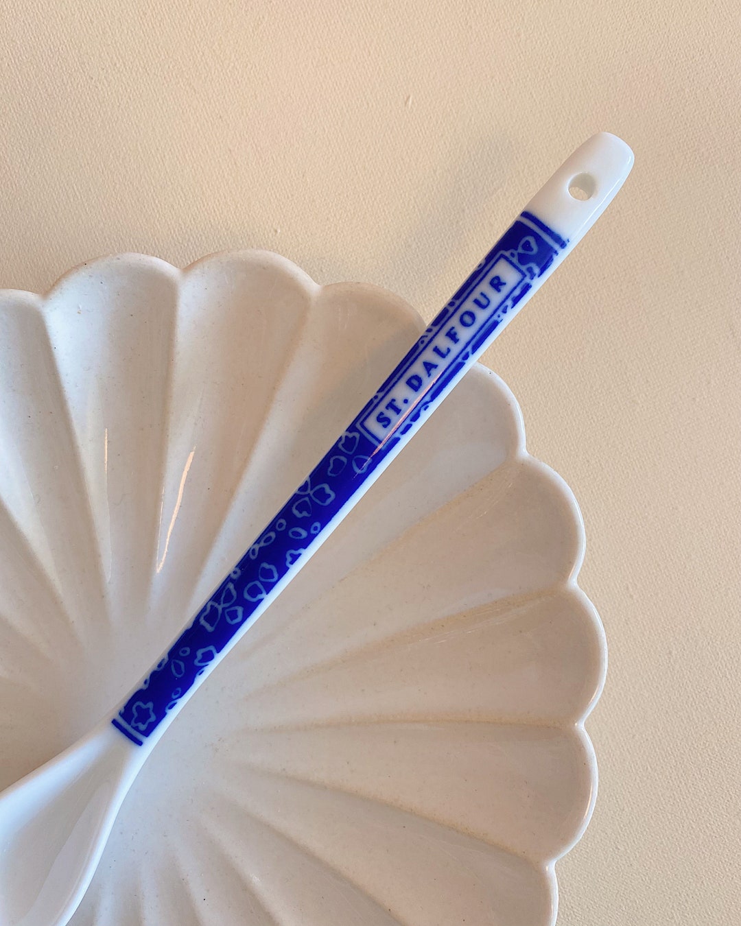 St Dalfour Porcelain Spoon, Blue and White French Pottery, Jam Spoon ...