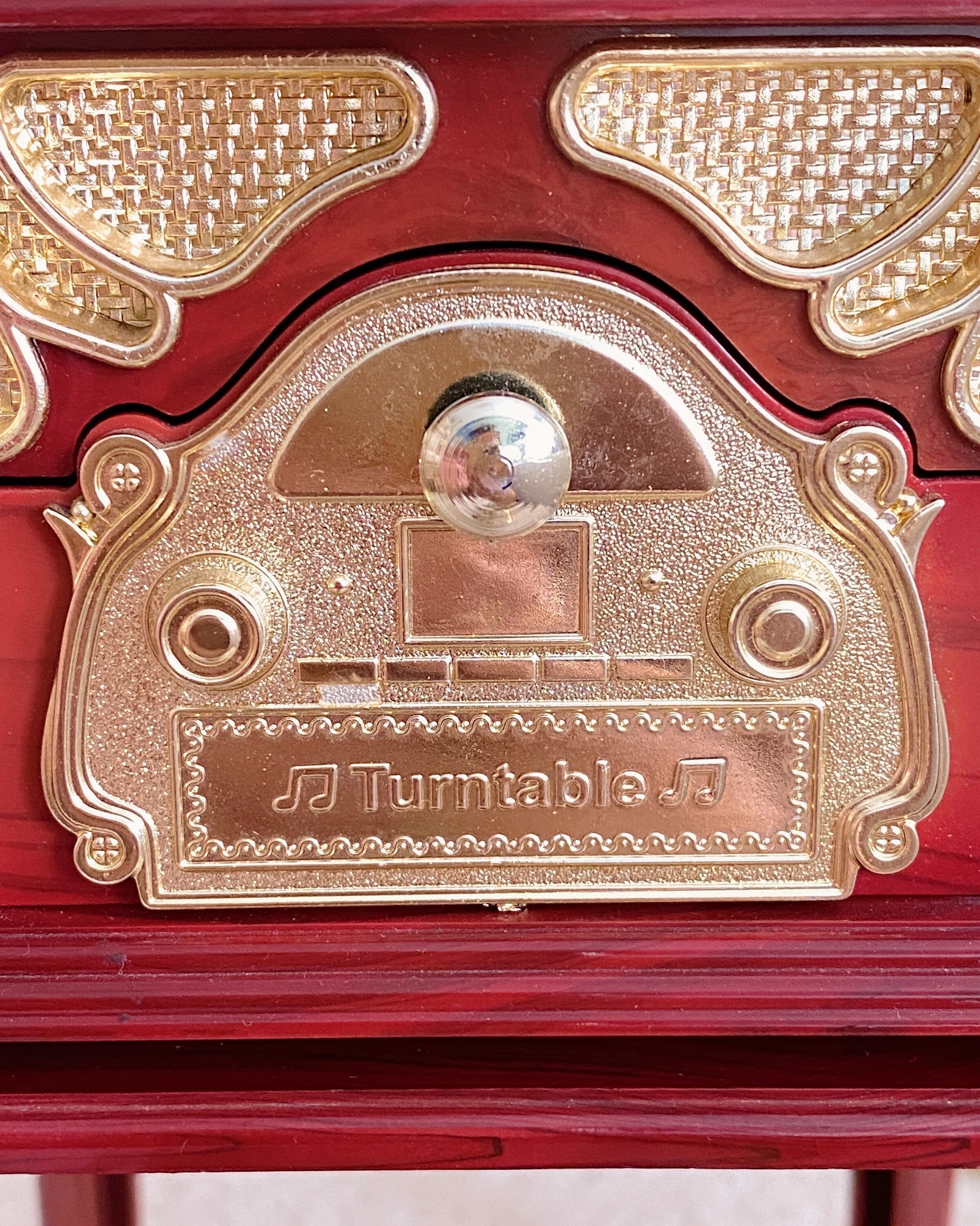 Vintage LP Retro Record Player Music Box, Brown Gold Vinyl Player ...