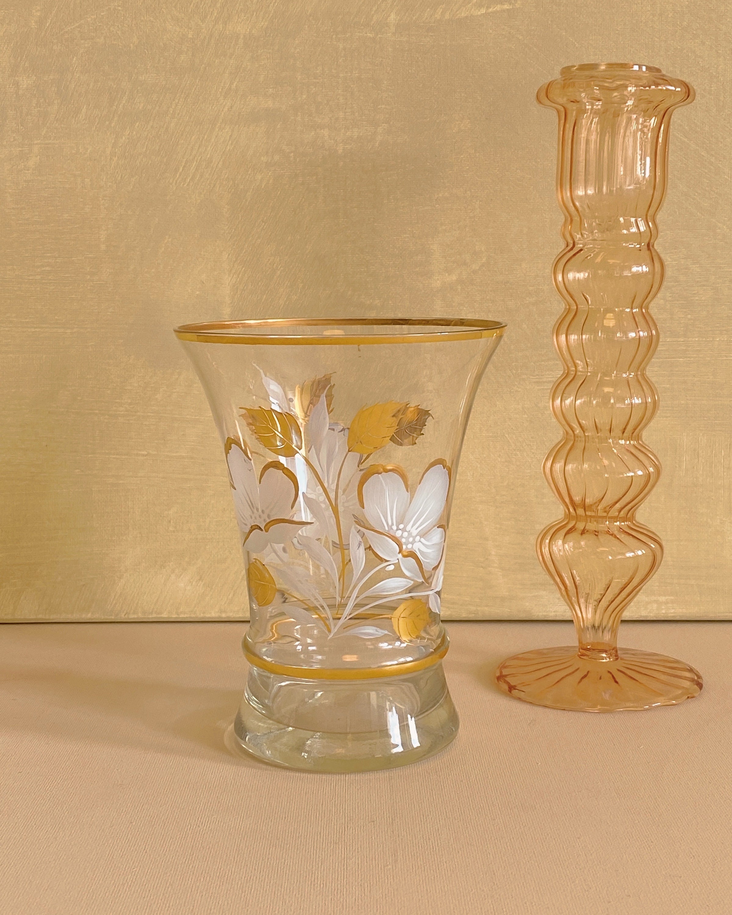 Vintage Art Nouveau Opulent Glass Flower Vase With Hand - Etsy