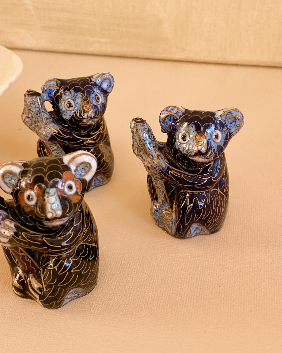 Vintage Cloisonne Koala Bear Figurine, Handmade and Hand Painted Enamel ...