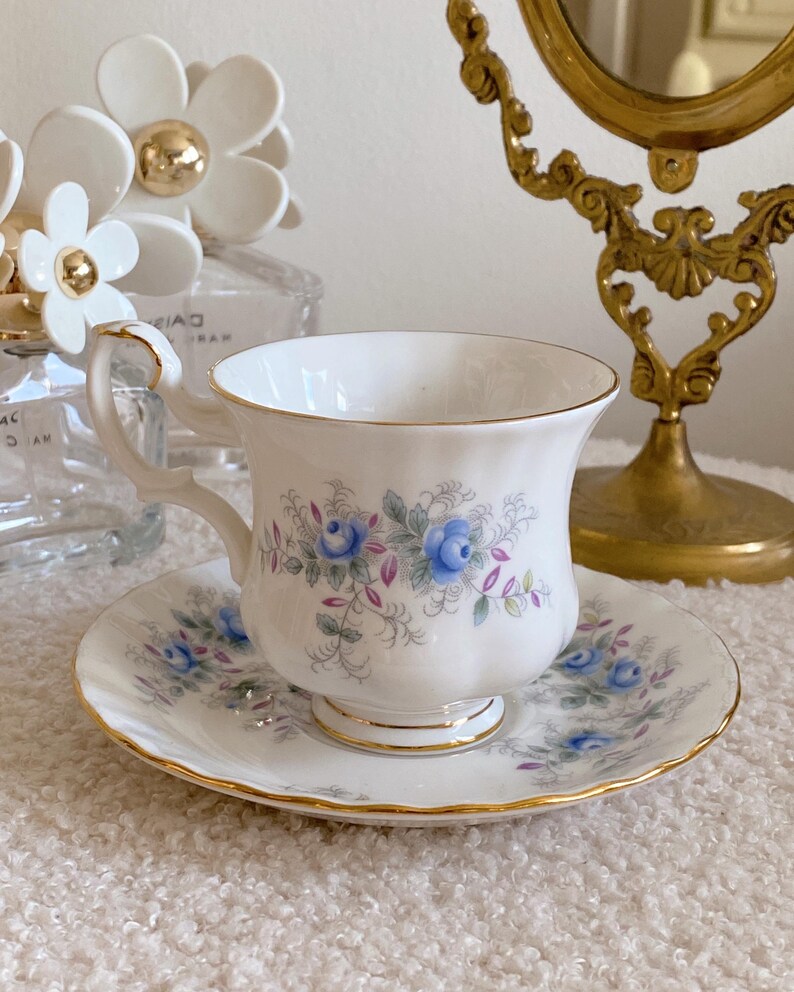 Vintage Royal Albert Blue Blossom Floral Blossom Cup Saucer Set With ...