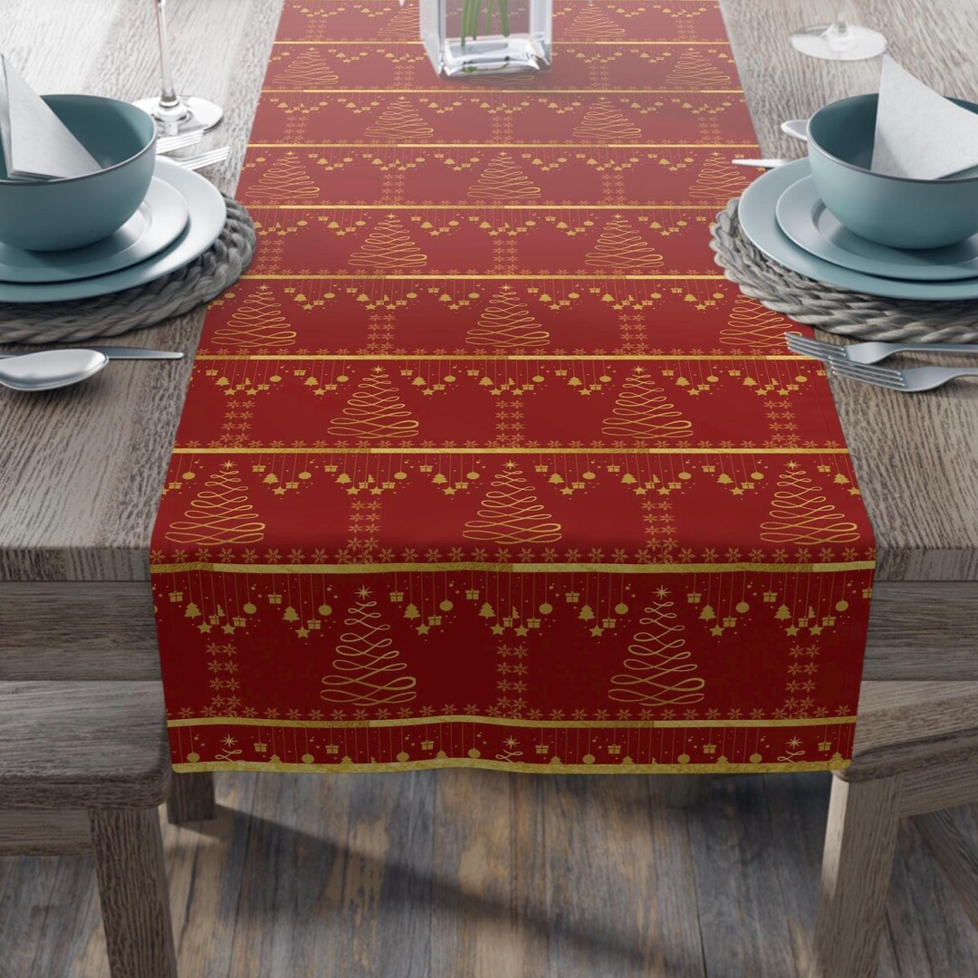 Custom Christmas Table Runner Shimmer & Tinsel Collection Polyester ...