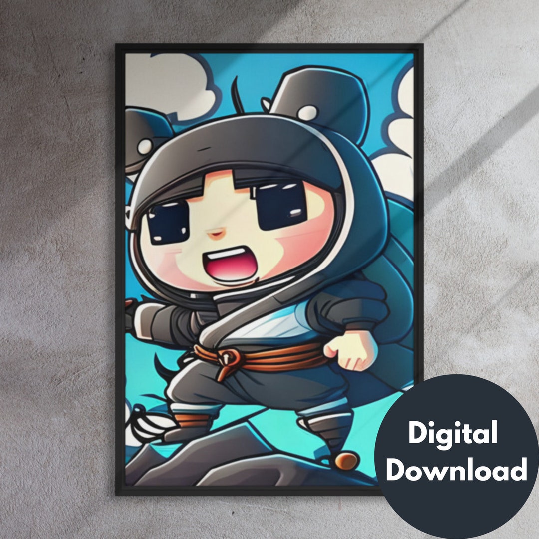 Chibi Art - Kawaii Ninja Girl - Digital Printable Wall Art - Etsy