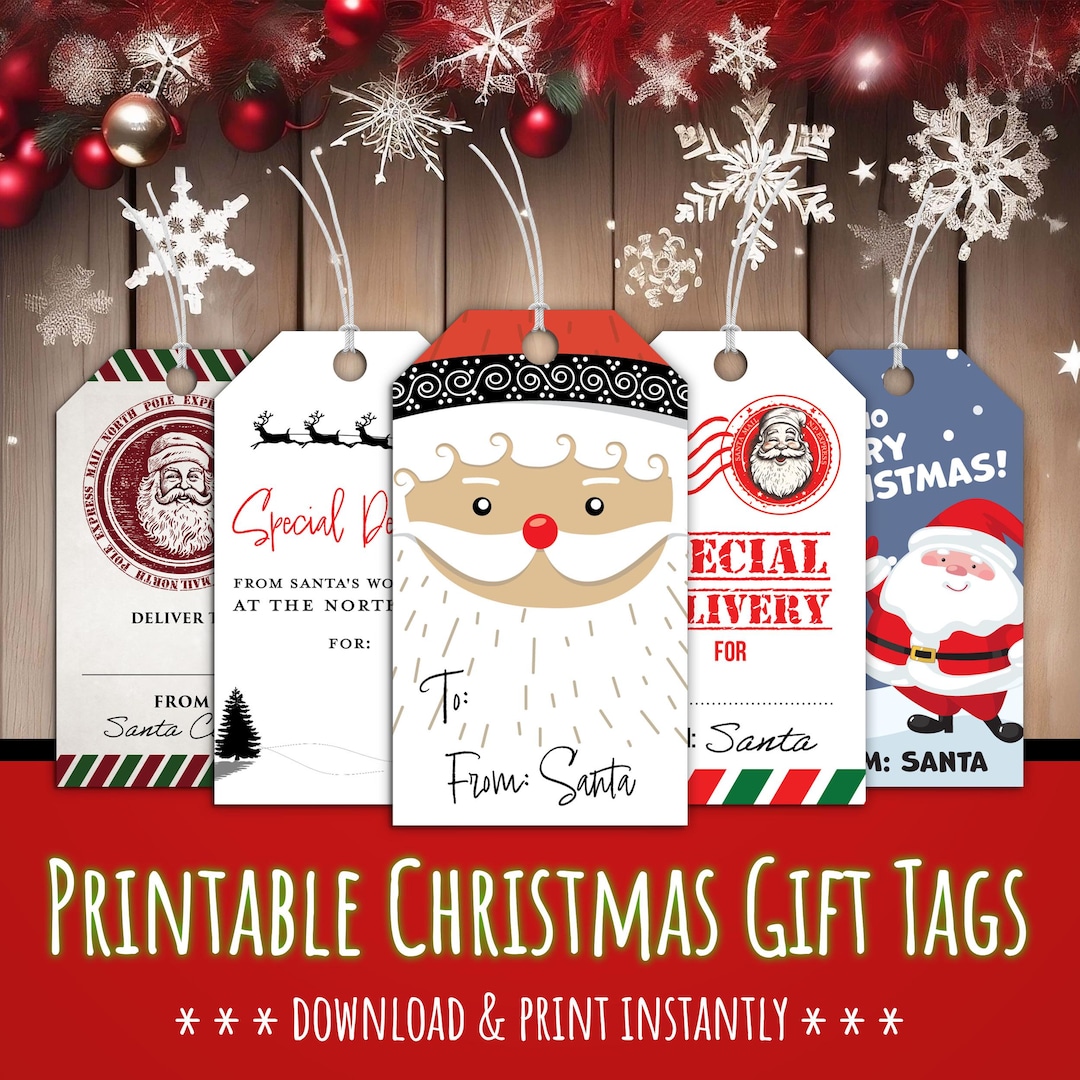 Printable Christmas From Santa Gift Tags, Digital Download, Santa Mail ...