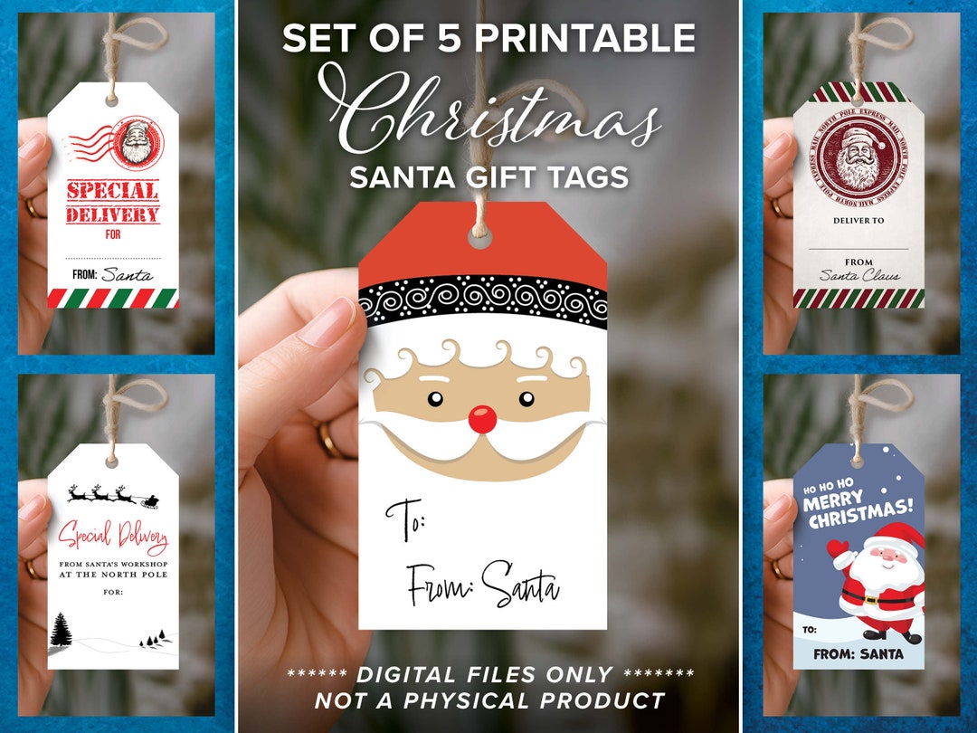 Printable Christmas From Santa Gift Tags, Digital Download, Santa Mail ...
