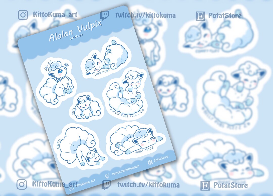 Cute Alolan Vulpix Sticker Sheet Potatmon - Etsy