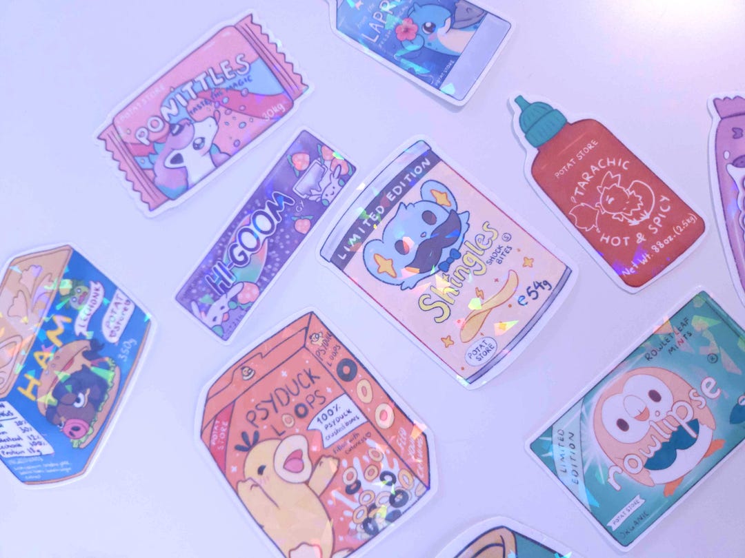 Pokemon Psyduck Shinx Lechonk Ponyta Lapras Food Holo Stickers - Etsy