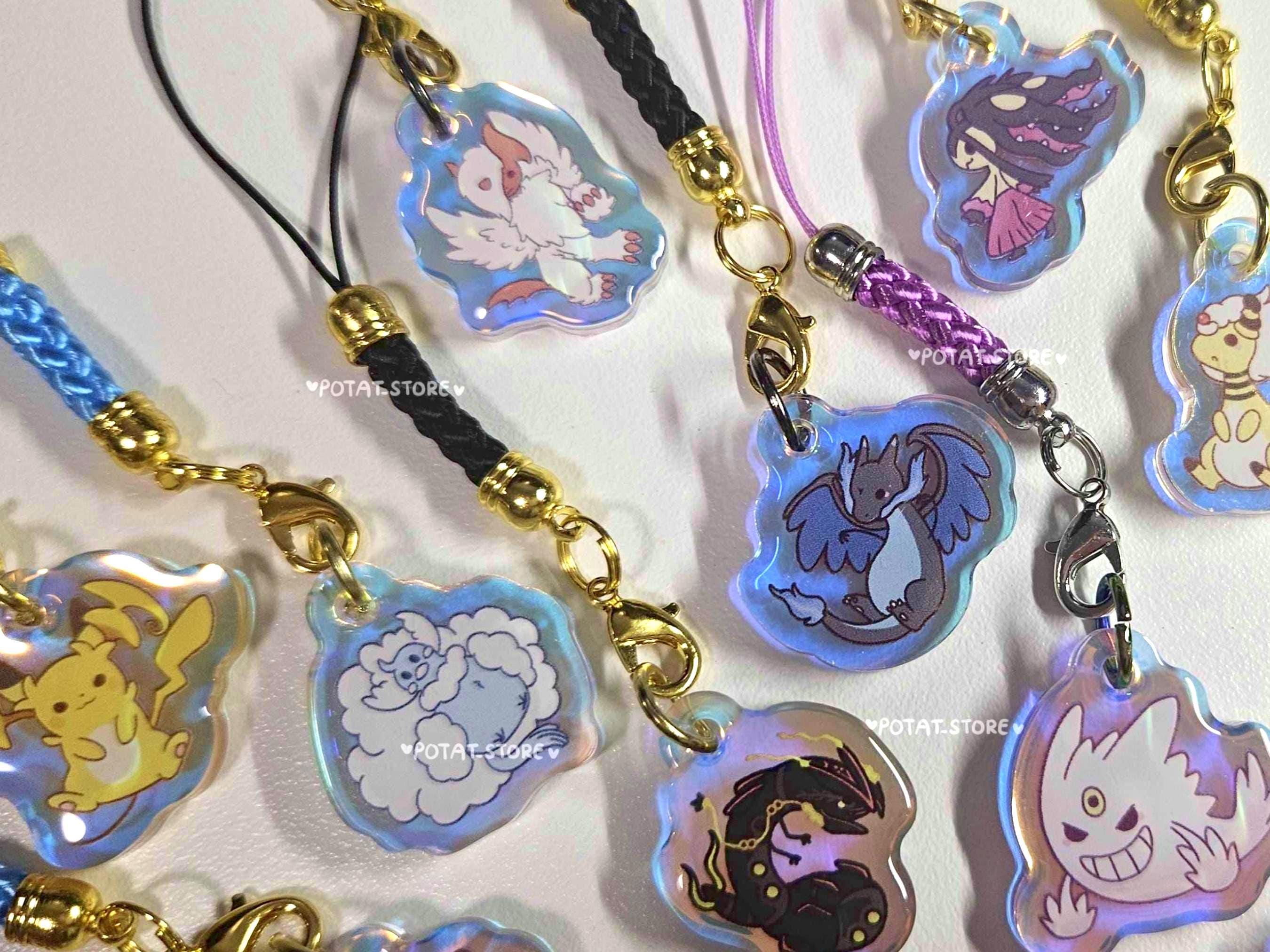 Cute Mega Evolution Holographic Phone Charms - Etsy