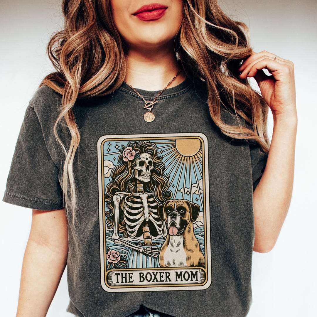 Boxer Mom Shirt, Comfort Colors Boxer Dog Mama Tarot Card T-shirt, Fall ...