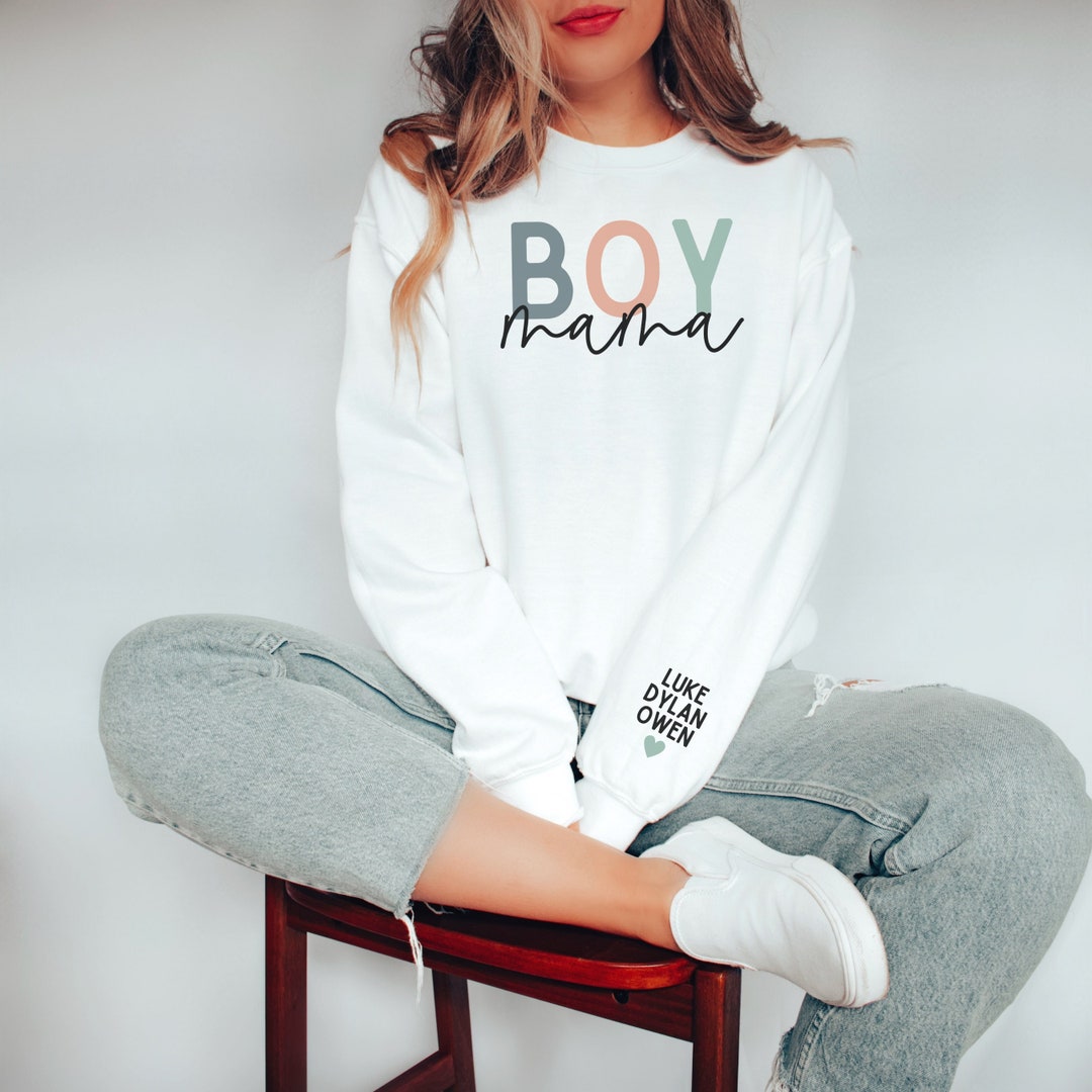 Custom Boy Mom Sweatshirt, Personalized Boy Mama Sweatshirt With Kids ...