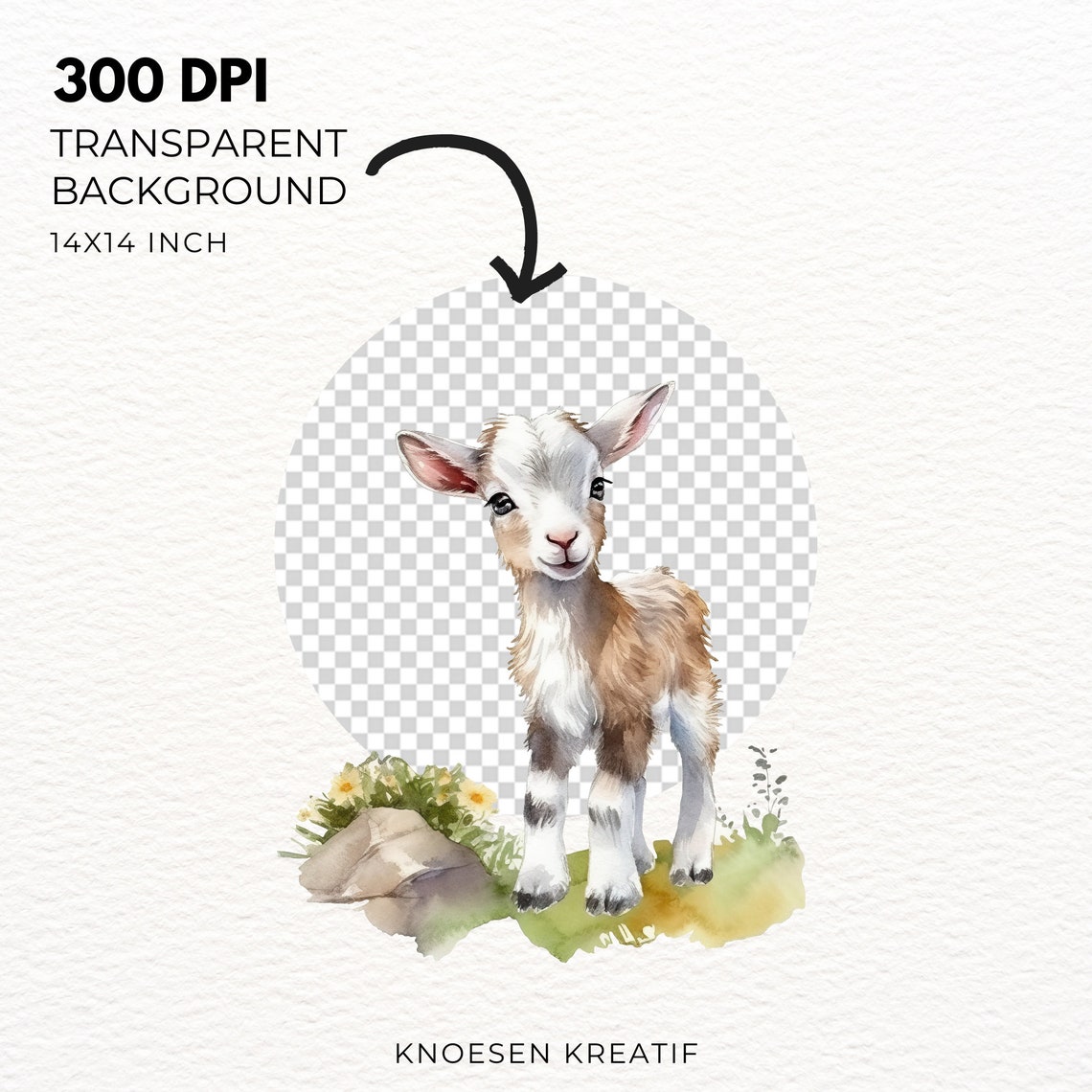 Watercolor Baby Goat Clipart: Farm Animal Pngs, Nursery Art (commercial ...