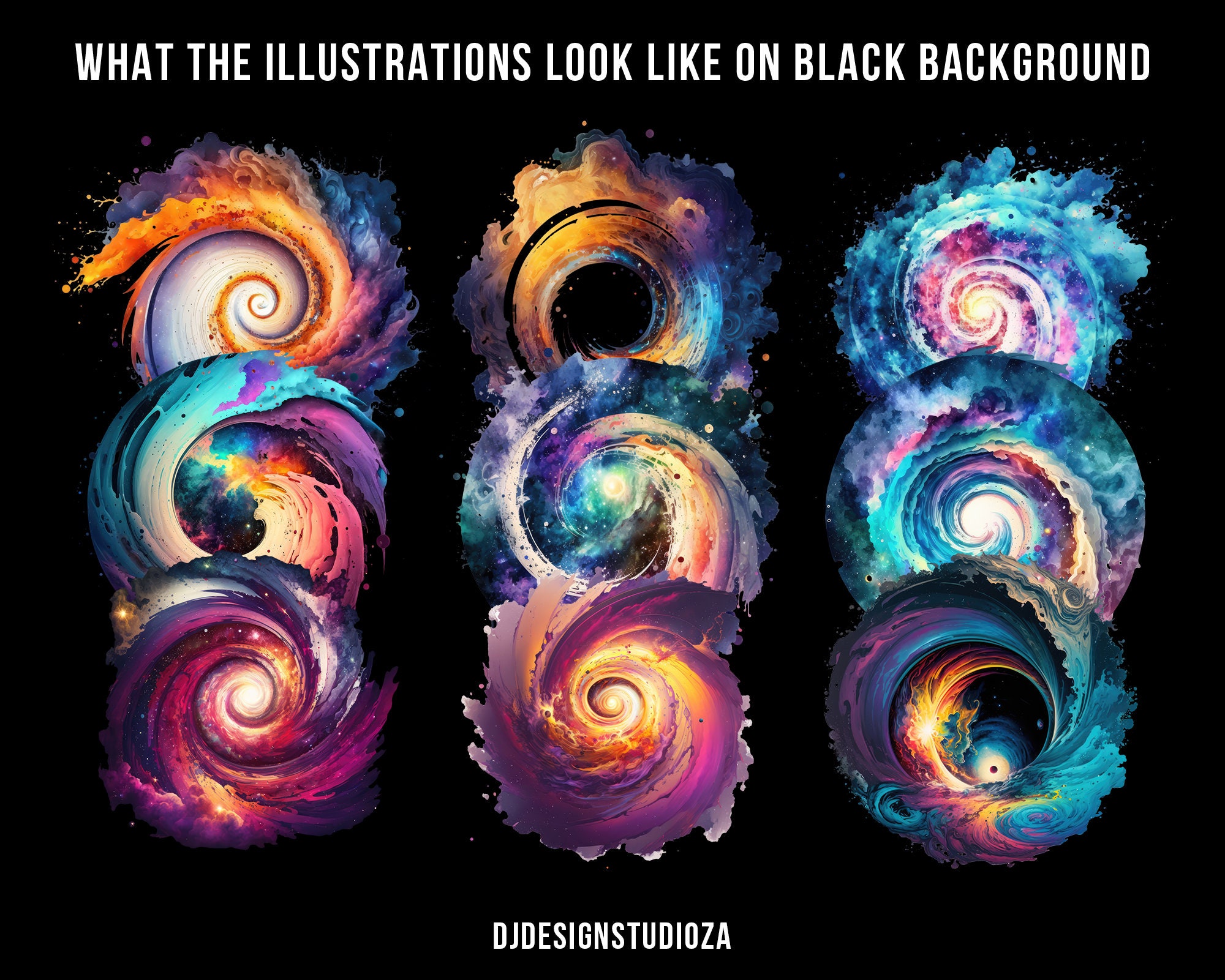 Watercolor Spiral Galaxy PNG Clipart: 9 Galactic Art Images (digital ...