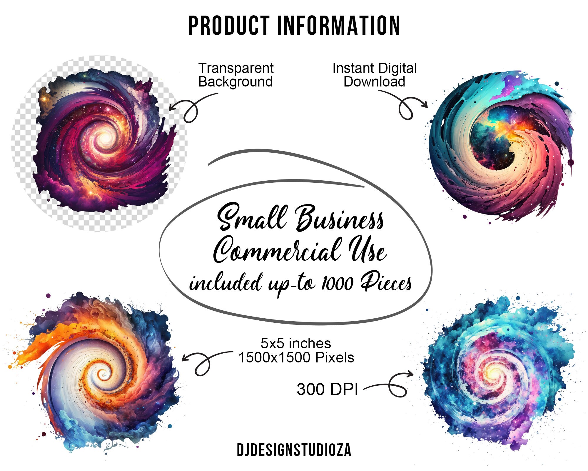 Watercolor Spiral Galaxy PNG Clipart: 9 Galactic Art Images (digital ...