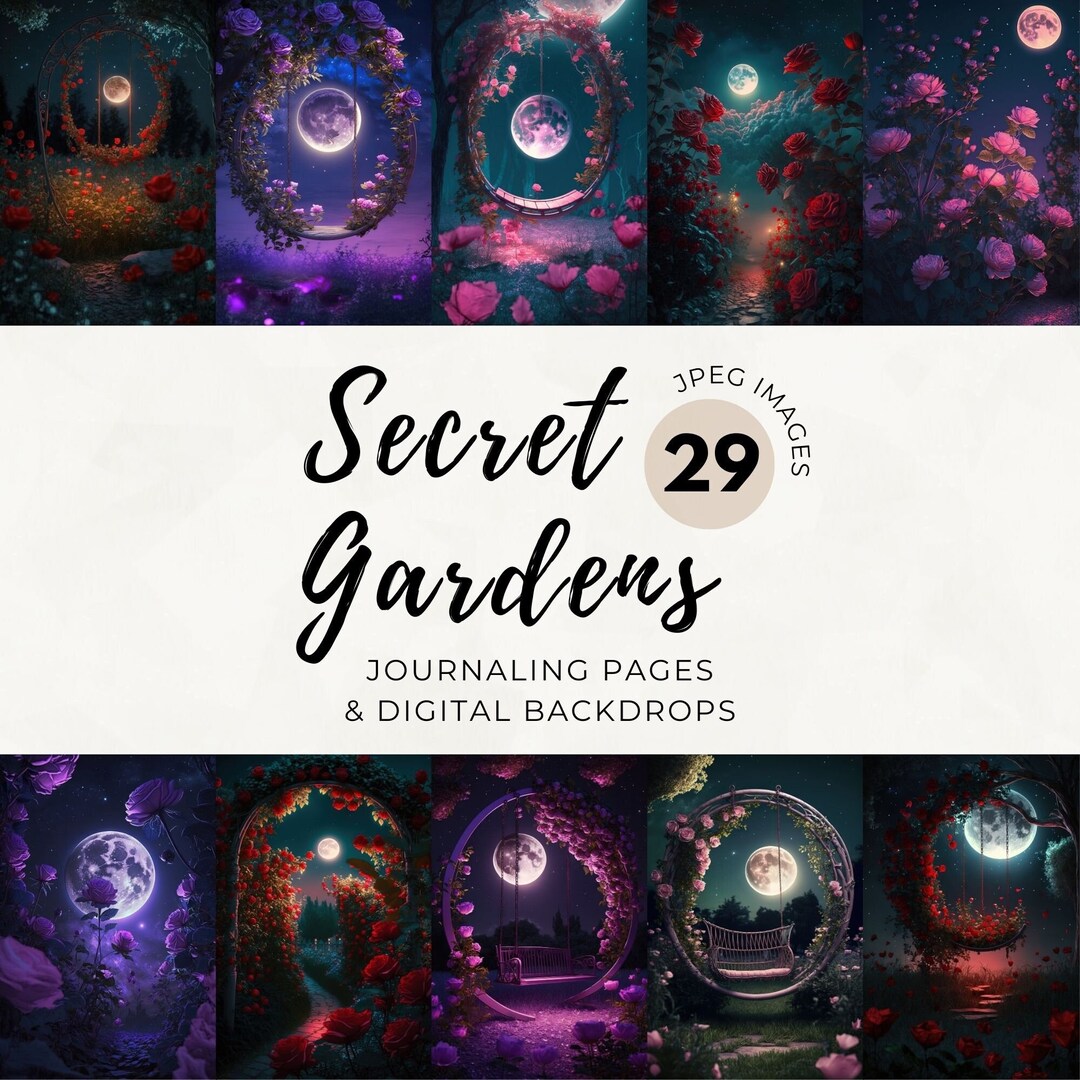 Printable Enchanted Garden Digital Paper, Secret Garden Background ...