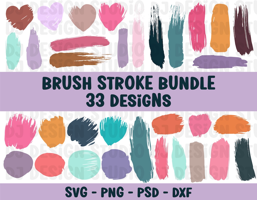 Brush Stroke SVG Bundle: 33 Hand-drawn Paint Strokes (digital Download ...