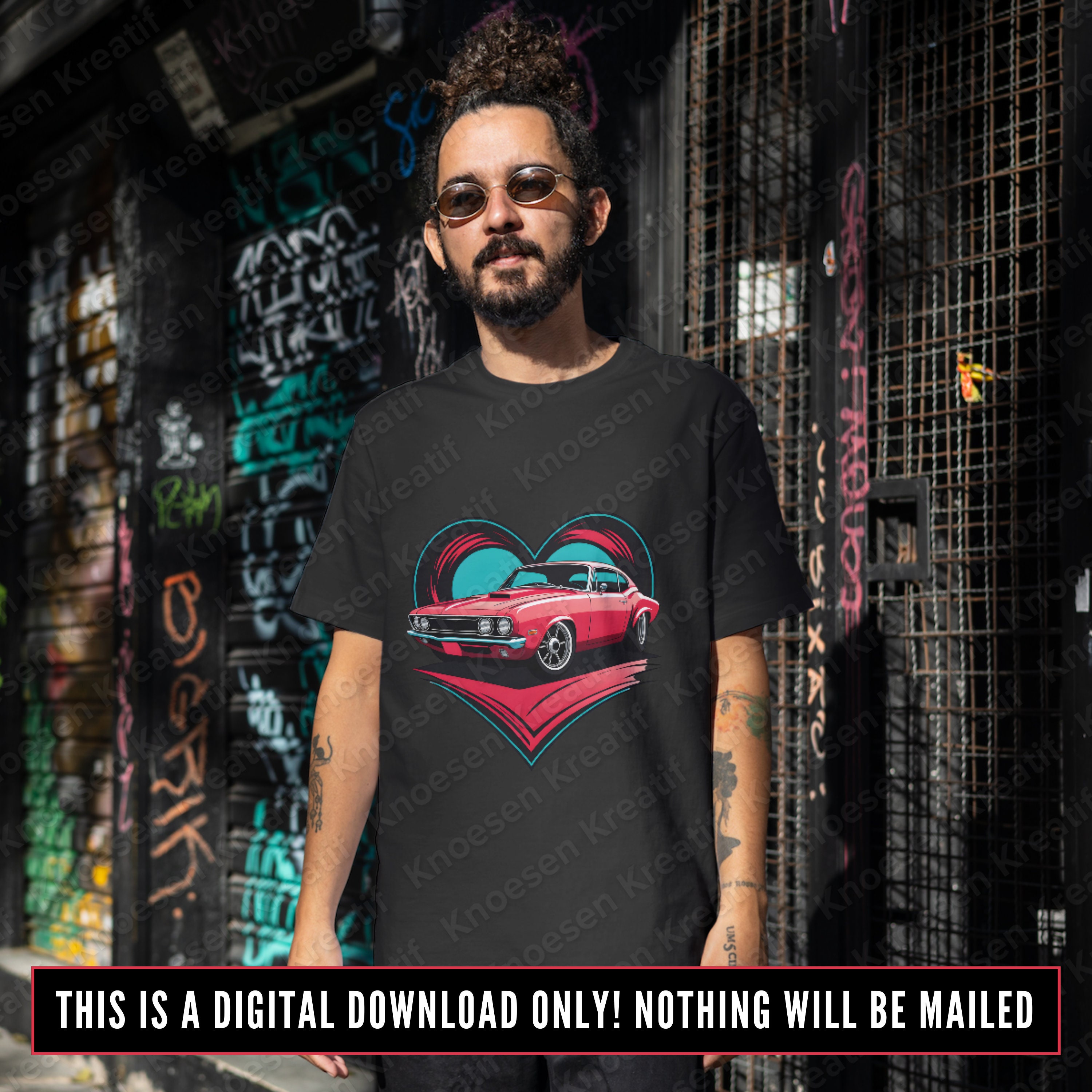 Retro Muscle Car Heart PNG: Streetwear Sublimation Design - Etsy
