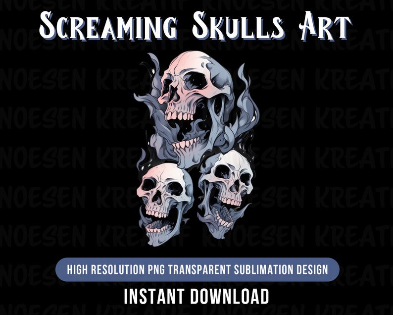 Screaming Skulls PNG Clipart: Gothic Horror Design (digital Download ...