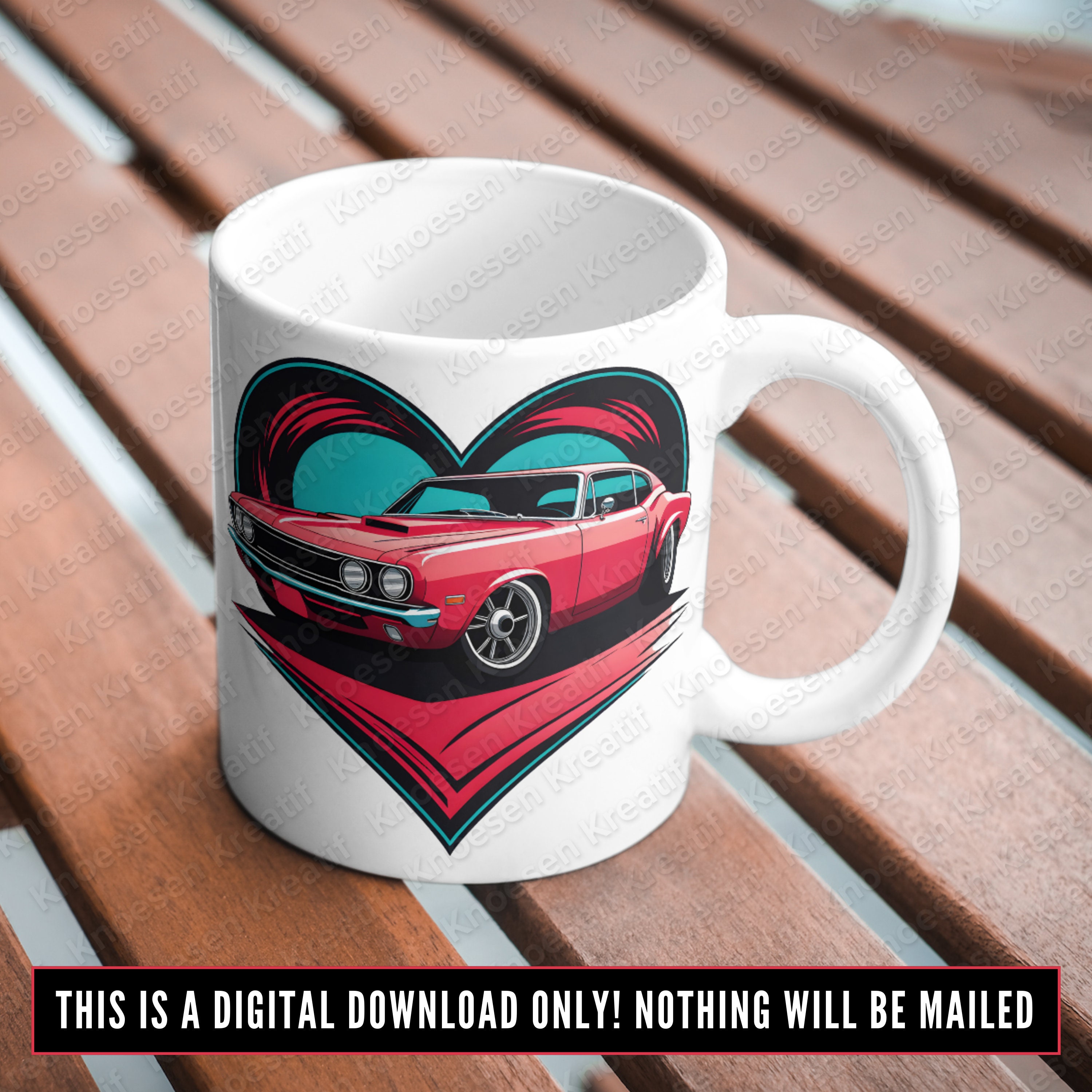 Retro Muscle Car Heart PNG: Streetwear Sublimation Design - Etsy