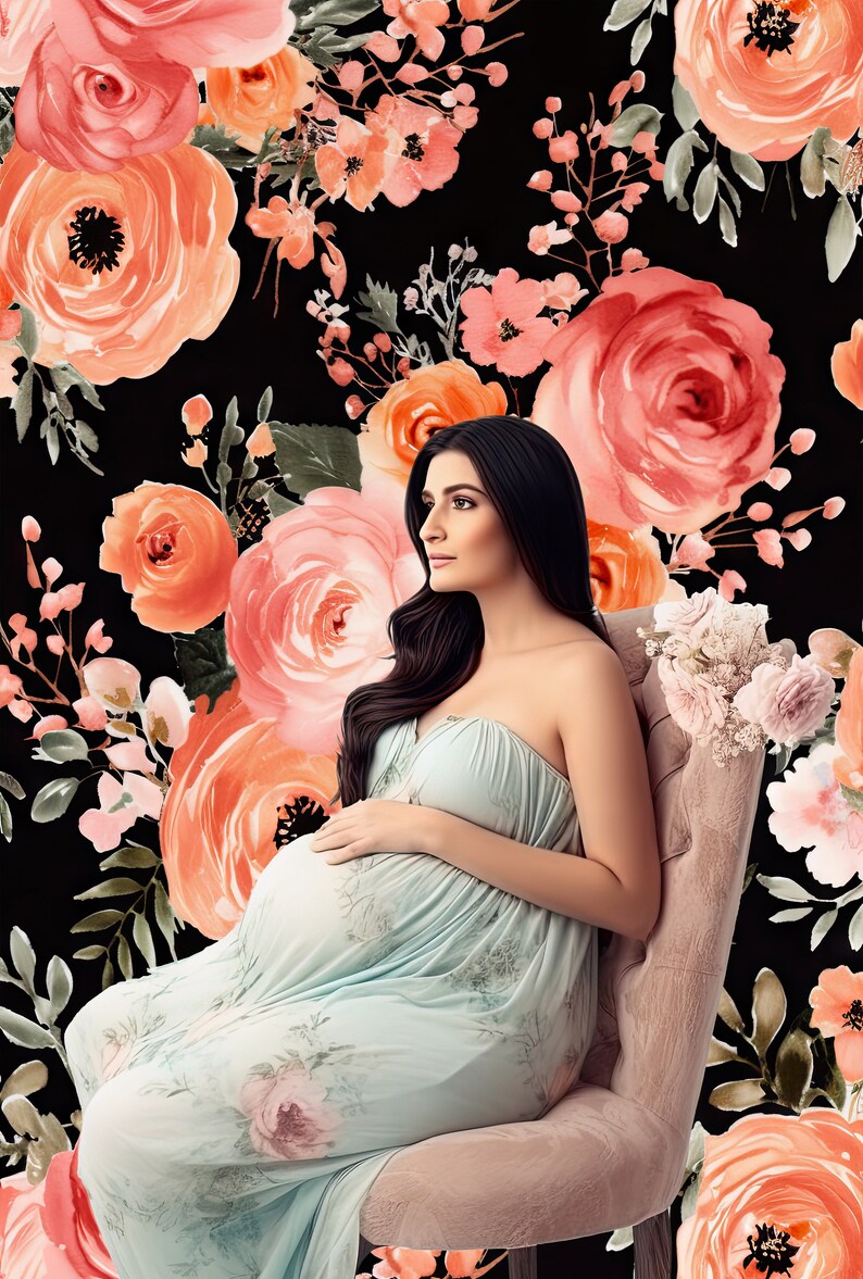 Lush Floral Fine Art Backdrop Overlays for Maternity and Fashion ...