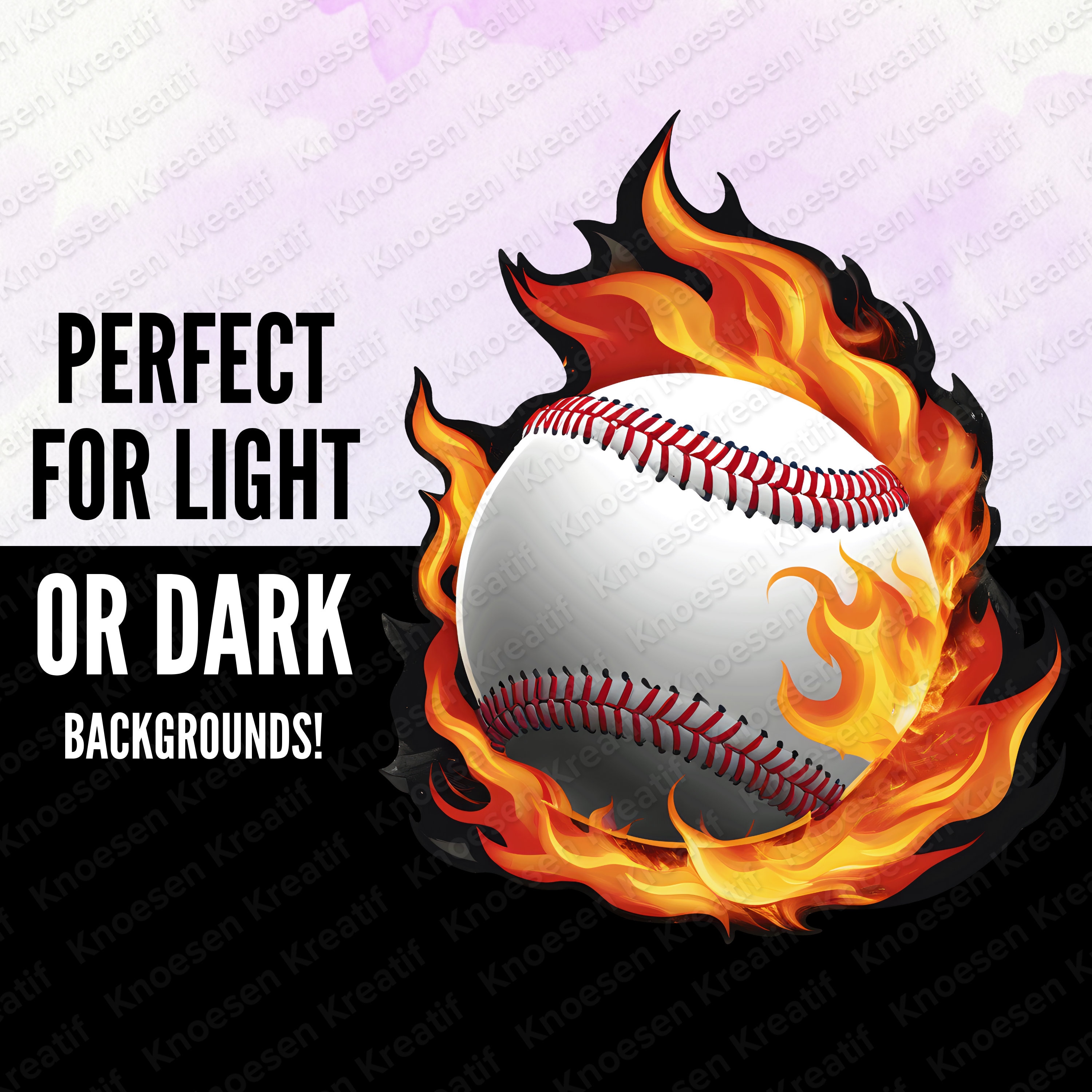 Fireball Softball PNG: Flaming Ball Sublimation Design (digital ...