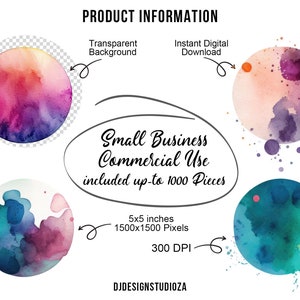 Watercolor Circle Elements Clipart PNG Pack | 9 Transparent Watercolour ...