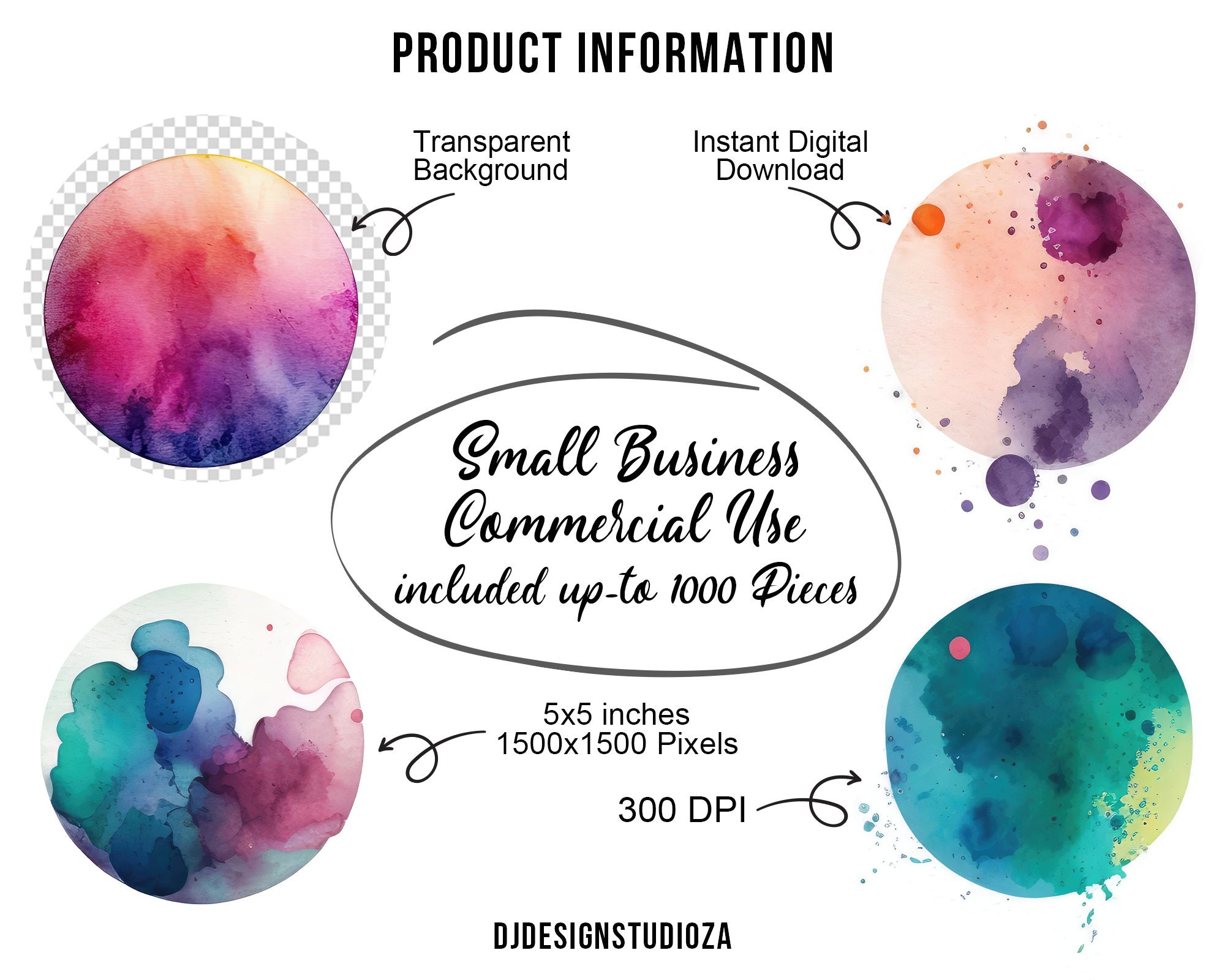 Watercolor Circle Clipart: 9 PNG Design Elements (digital Download) - Etsy