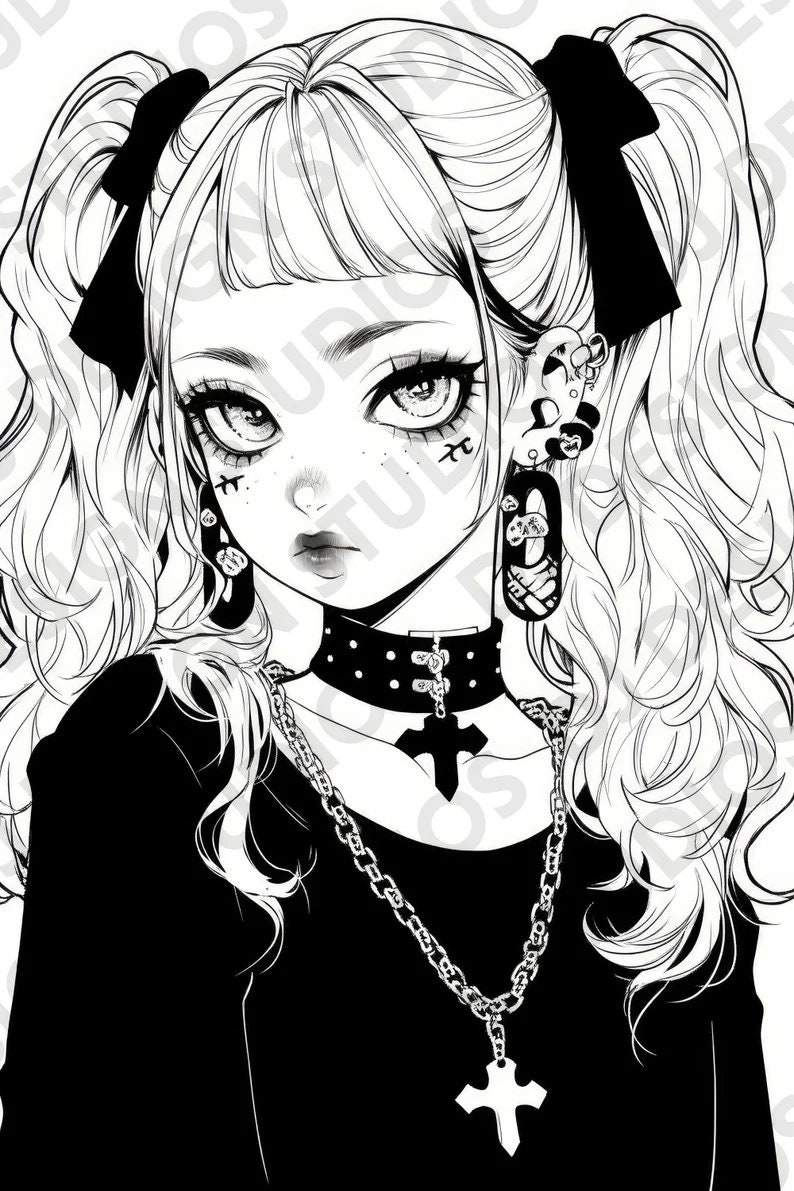 Anime Goth Girls Coloring Book 20 Anime Coloring Pages for - Etsy Australia