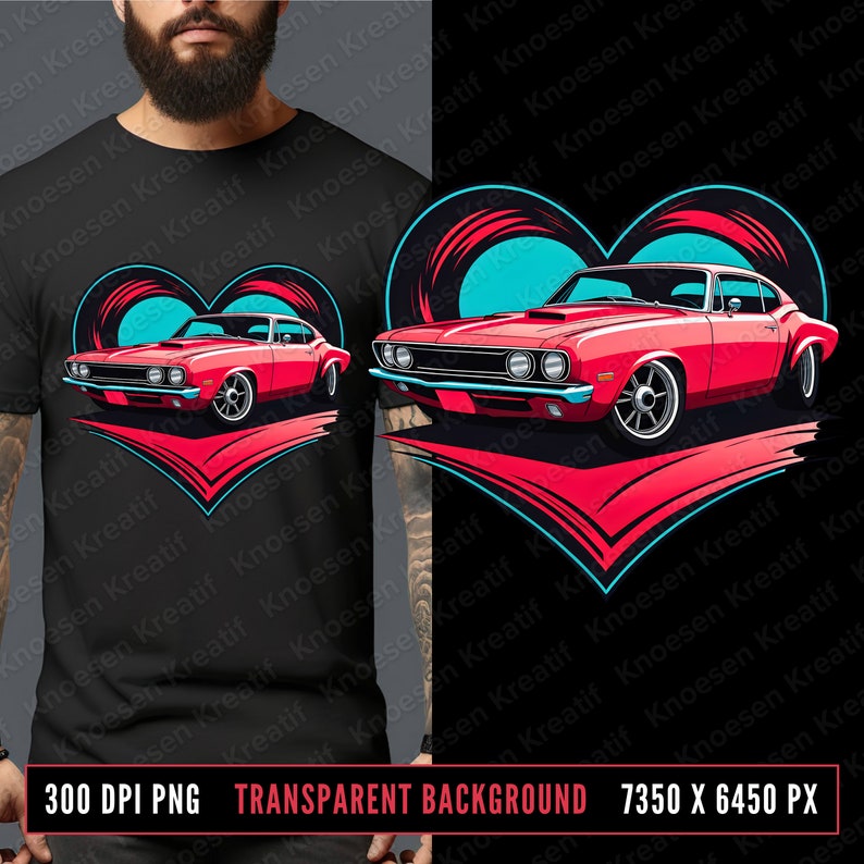 Retro Muscle Car Heart PNG: Streetwear Sublimation Design - Etsy