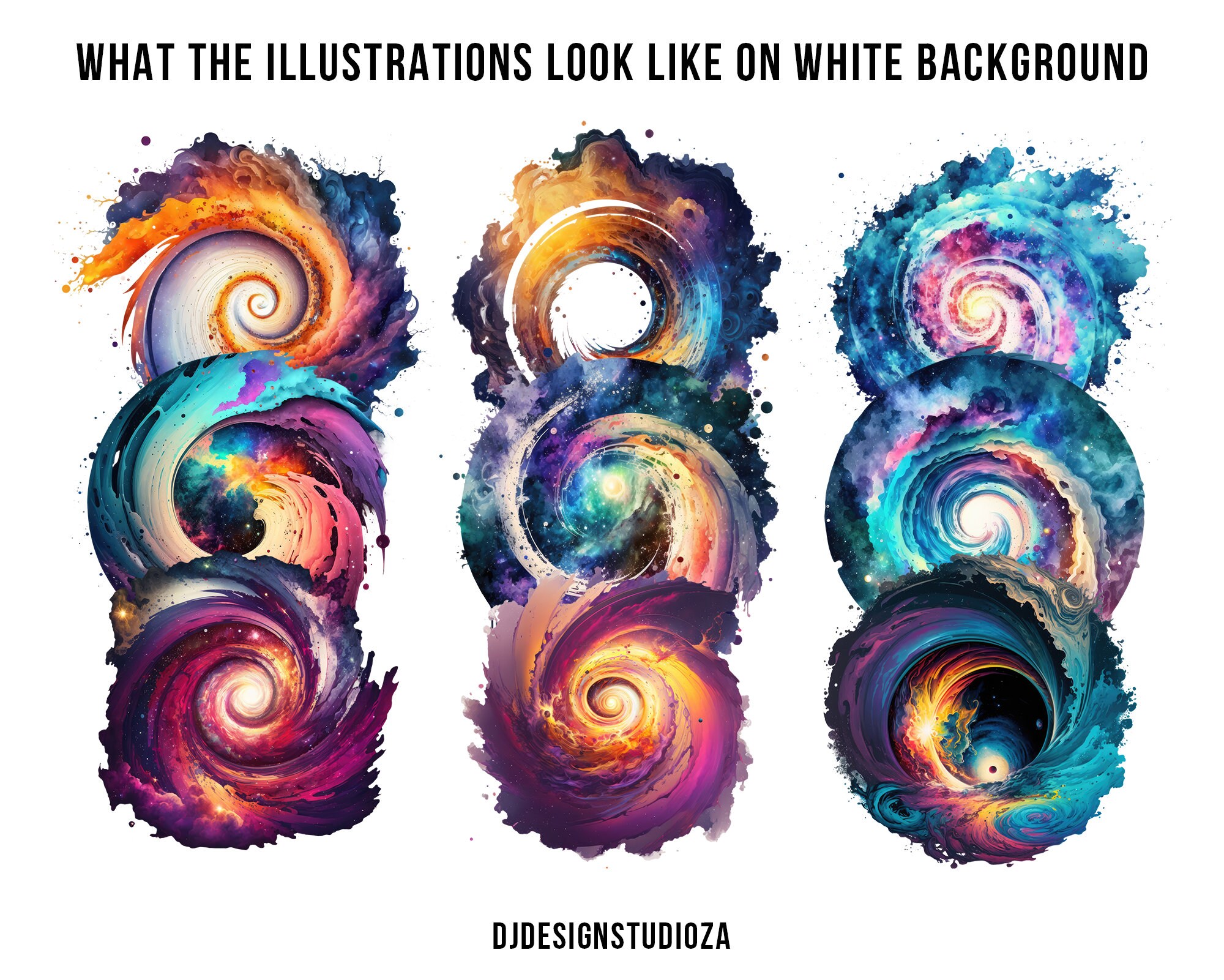 Watercolor Spiral Galaxy PNG Clipart: 9 Galactic Art Images (digital ...