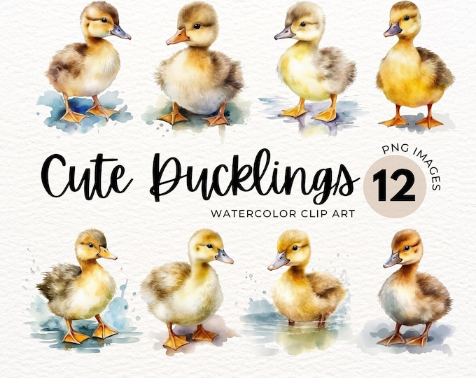 Watercolor Duckling Clipart, Baby Duck Png, Duck Illustration, Duck ...