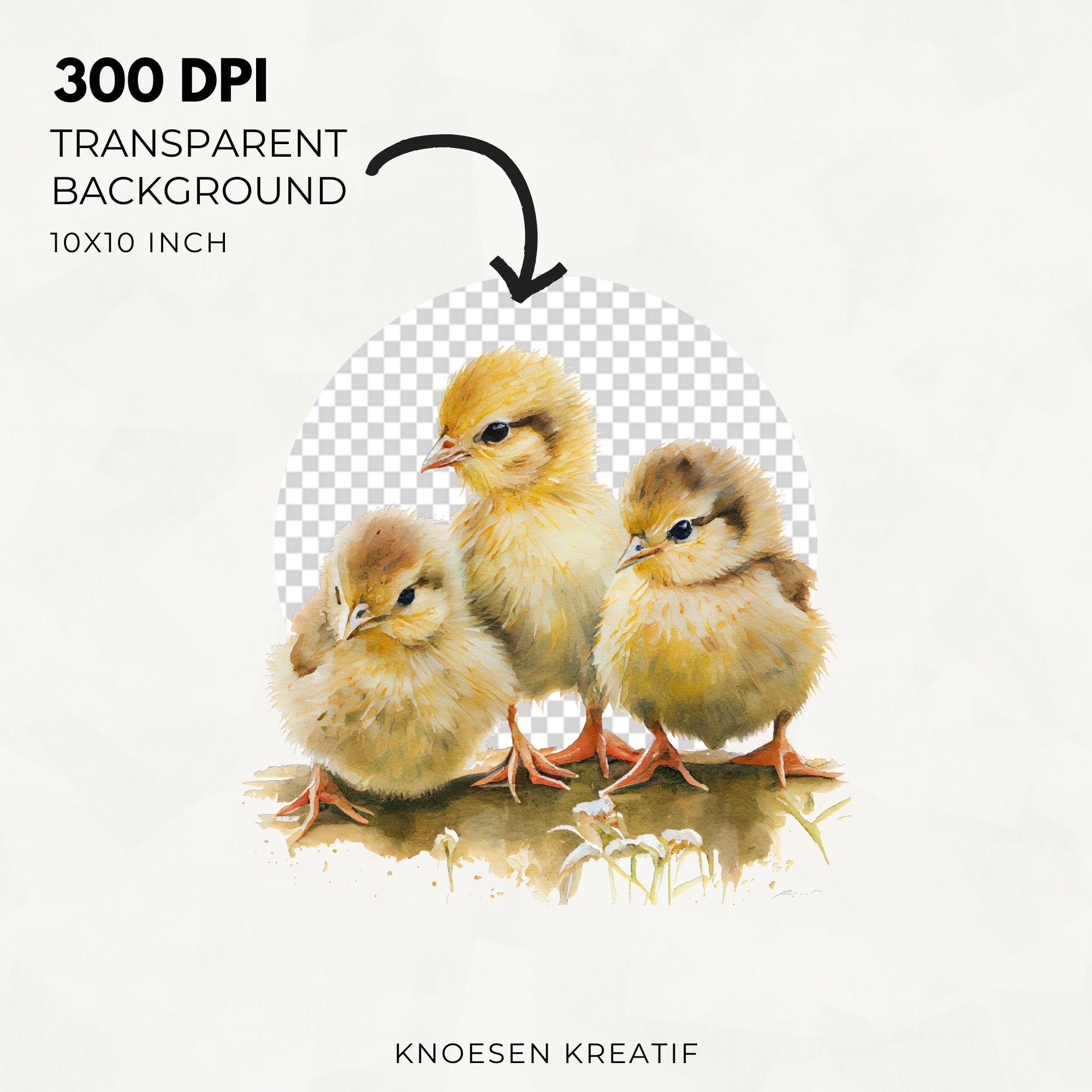 Watercolor Baby Chicken Clipart: Farm Animal PNG Set (digital Download ...